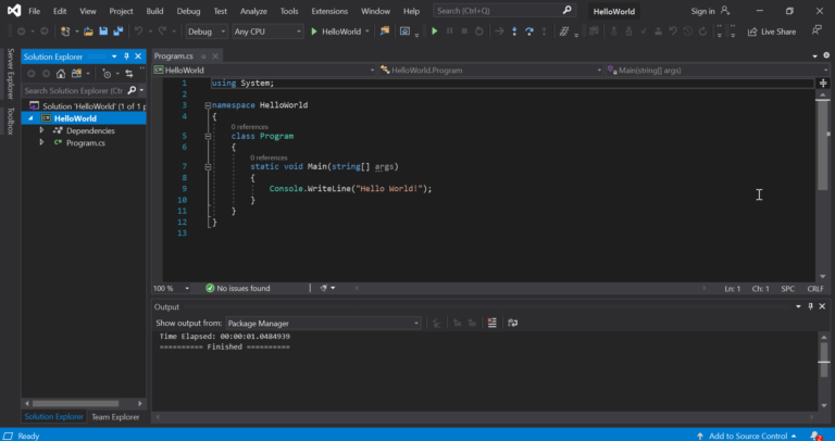 Hello World in C# – DevSaint